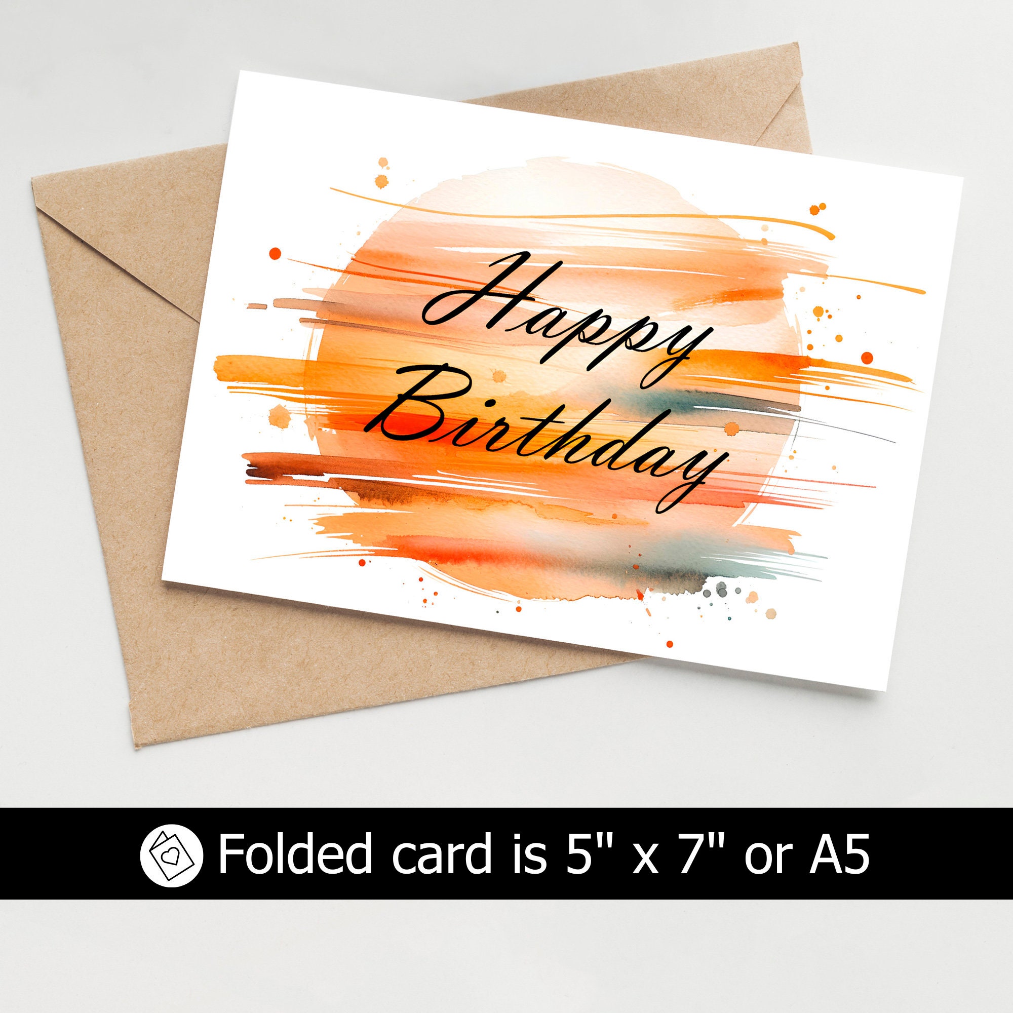 Watercolor Happy Birthday Card Printable Birthday Card Watercolor Art ...