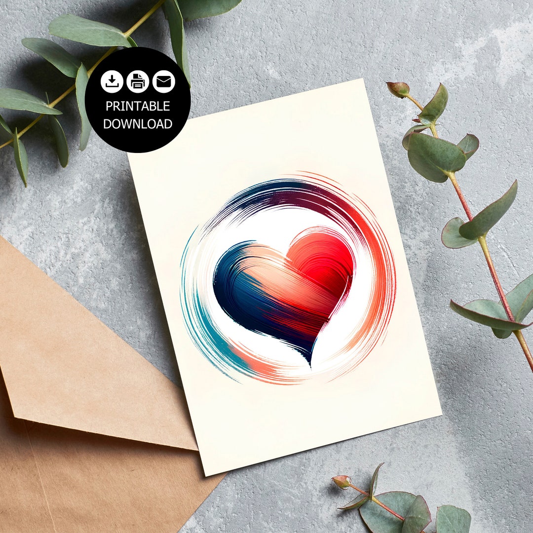 Heart Card Printable Greeting Cards Anniversary Gift for Wife ...