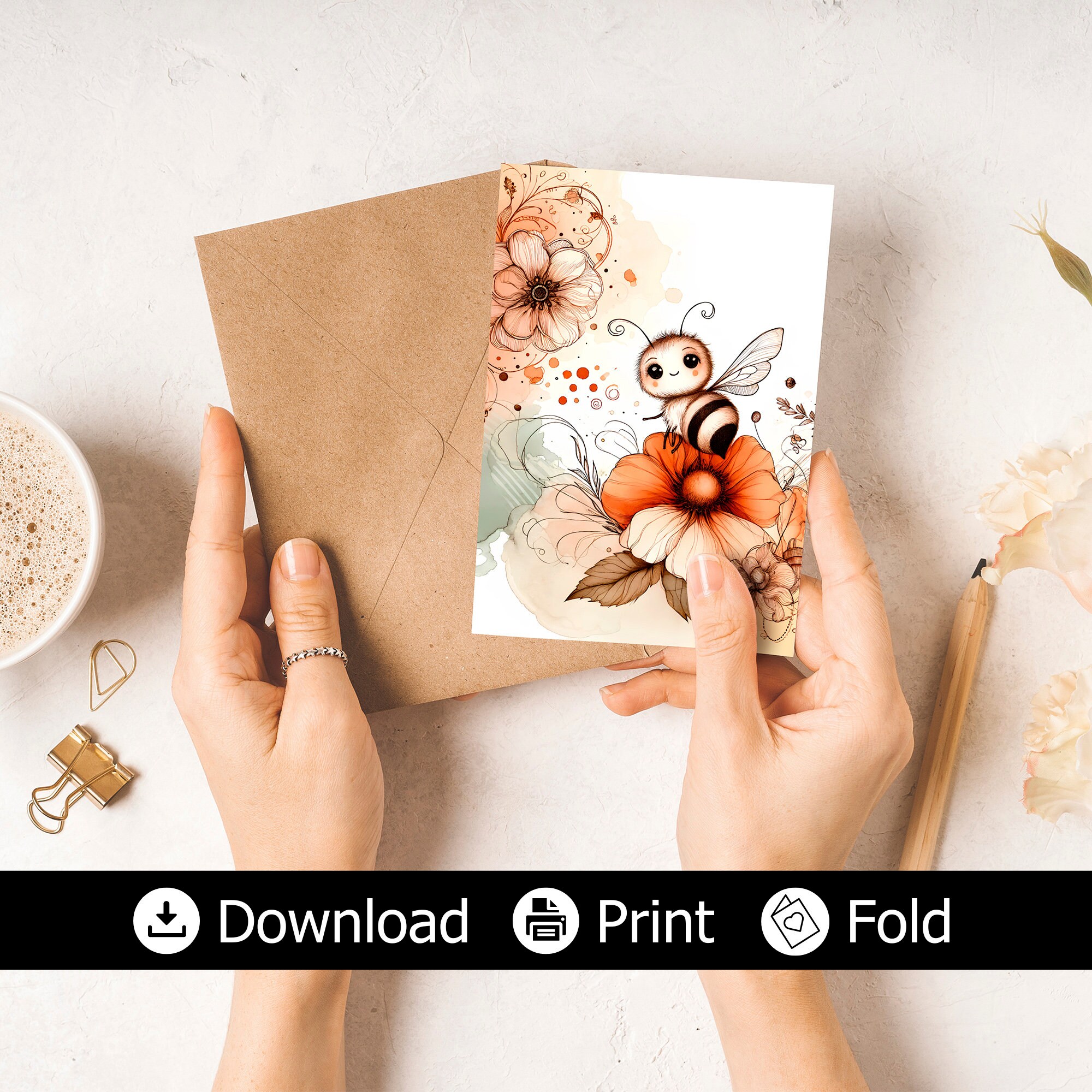 Bee Birthday Card Printable Happy Birthday Card for Kids Cute Animal ...