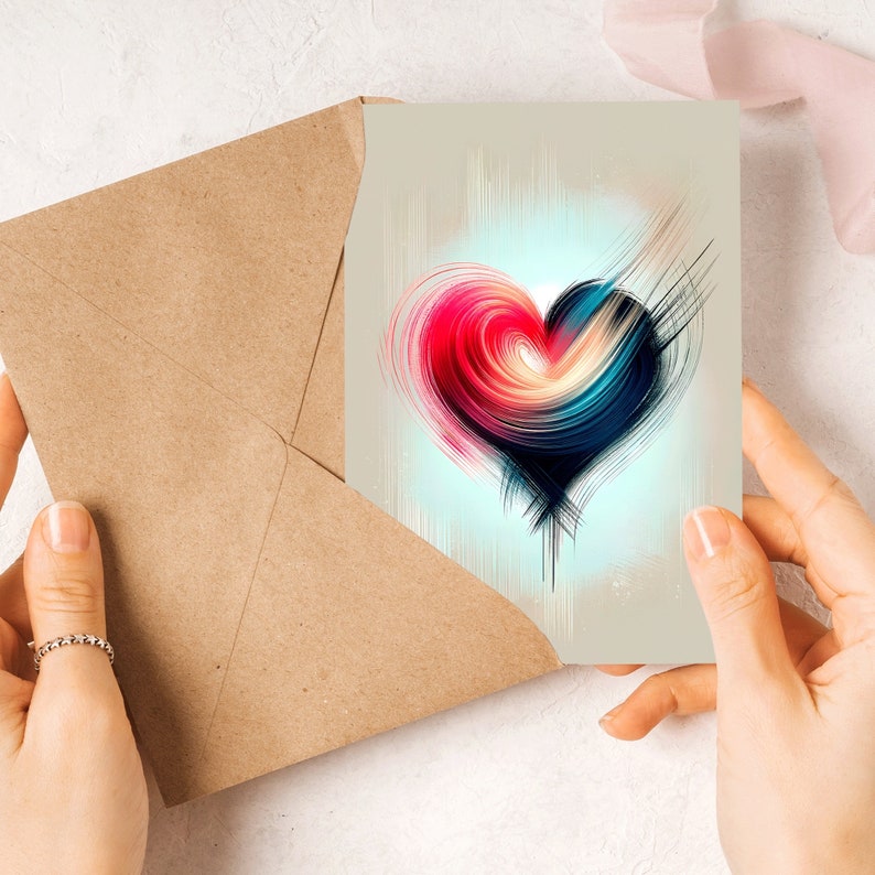 Heart Card Printable Love Card Wedding Greeting Card Anniversary Card ...