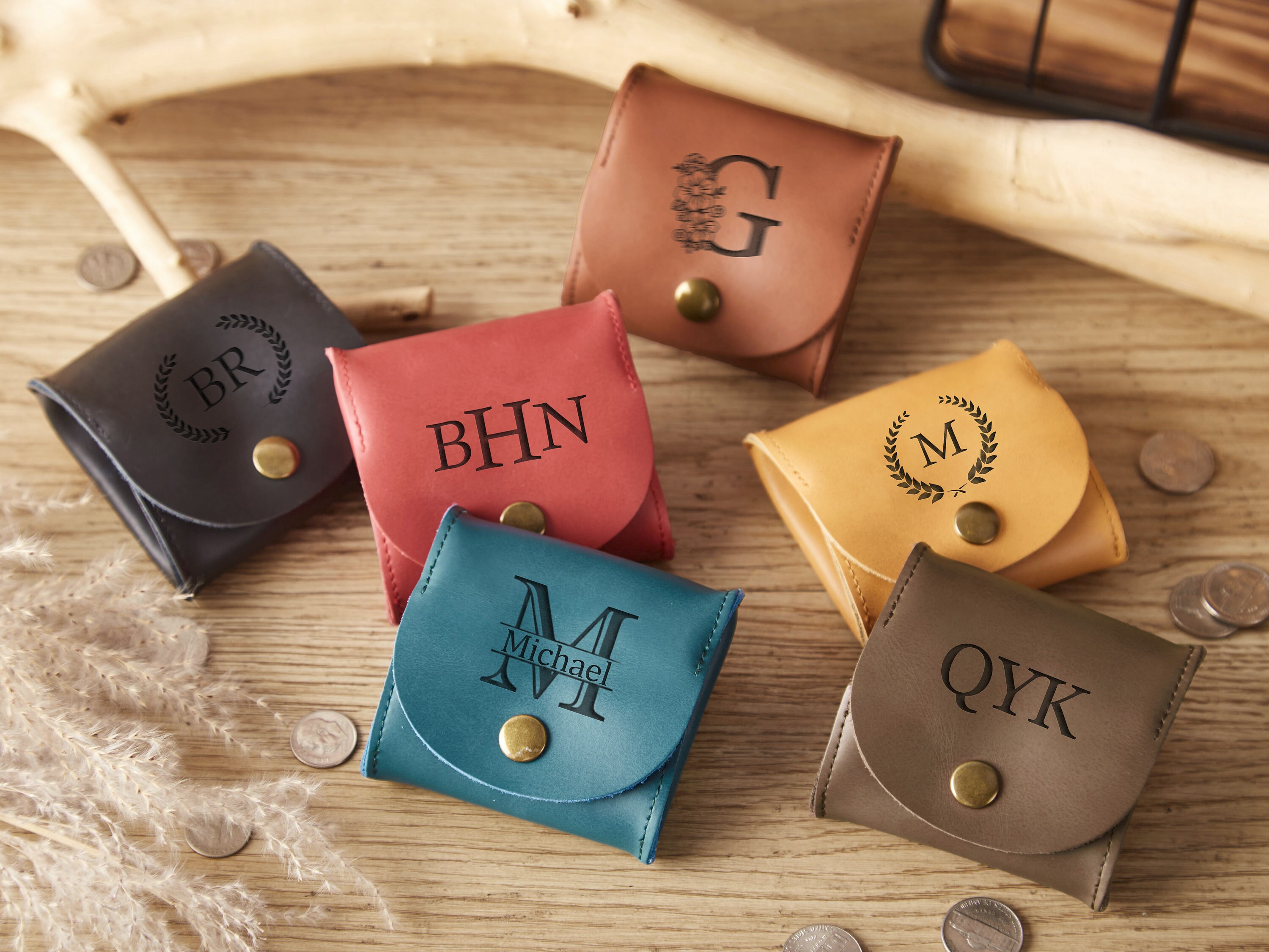 Personalized Coin Purse Engraved Folding Pouch Earphone Case Coin ...