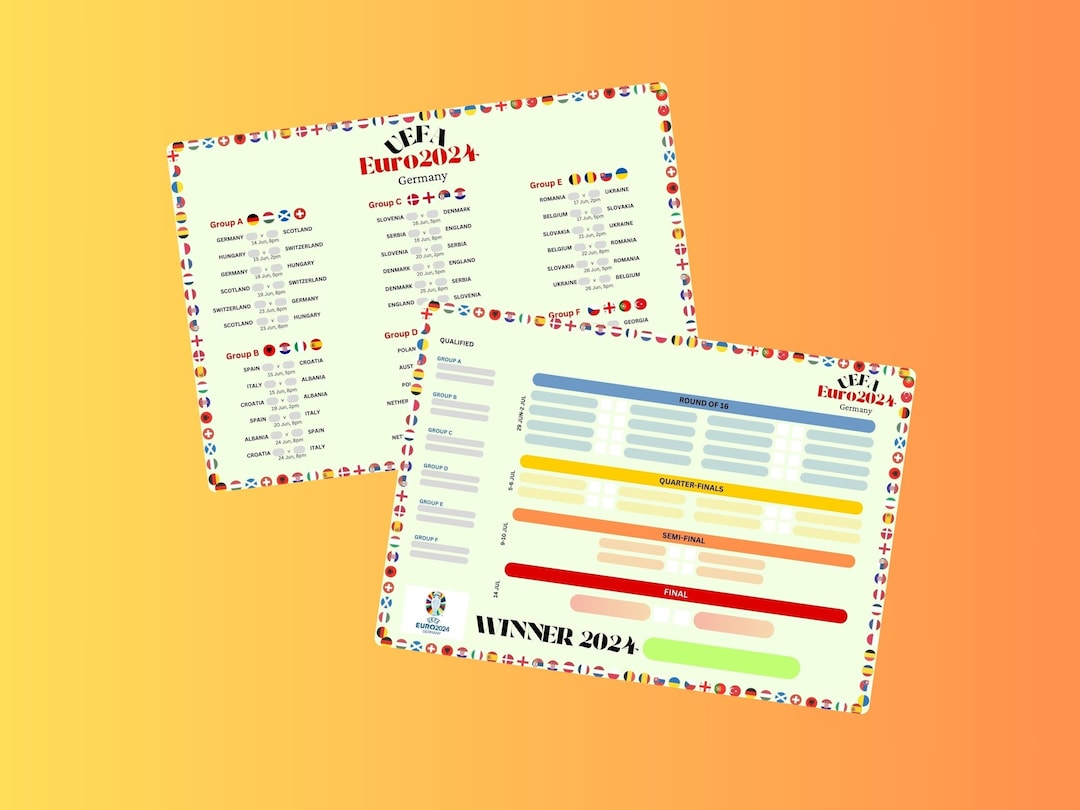 Euro 2024 Chart Fixtures and Times, UEFA Euro 2024 Wallchart, Germany ...