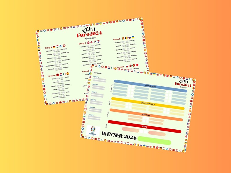 Euro 2024 Chart Fixtures and Times, UEFA Euro 2024 Wallchart, Germany Euros Schedule, Euro ...