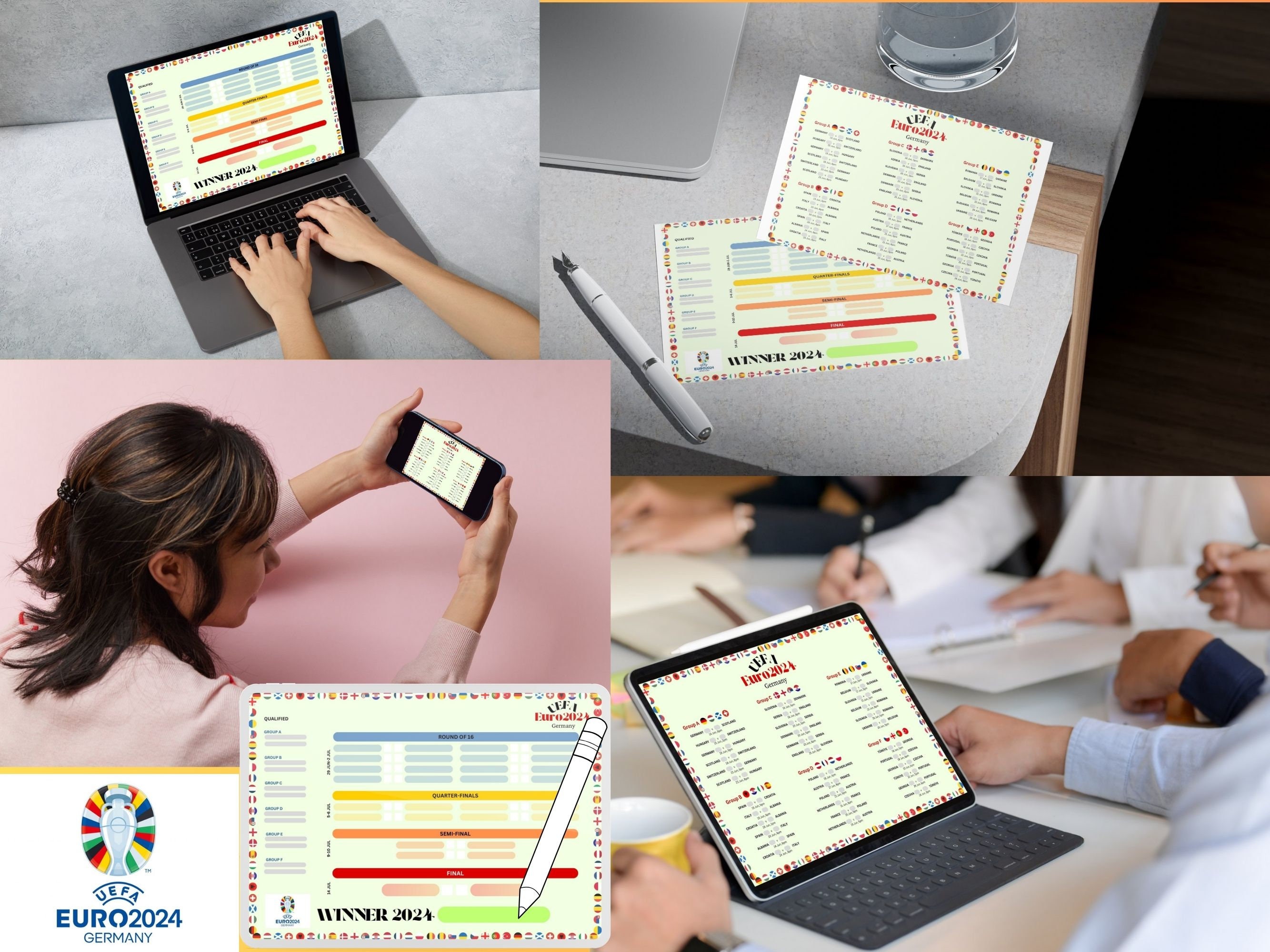 Euro 2024 Chart Fixtures and Times, UEFA Euro 2024 Wallchart, Germany ...
