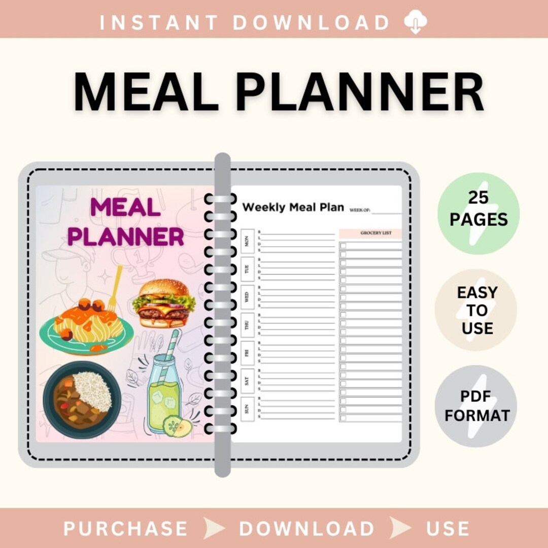 Meal Planner / Diet / Meal Prep / Printable Planner / Grocery List - Etsy