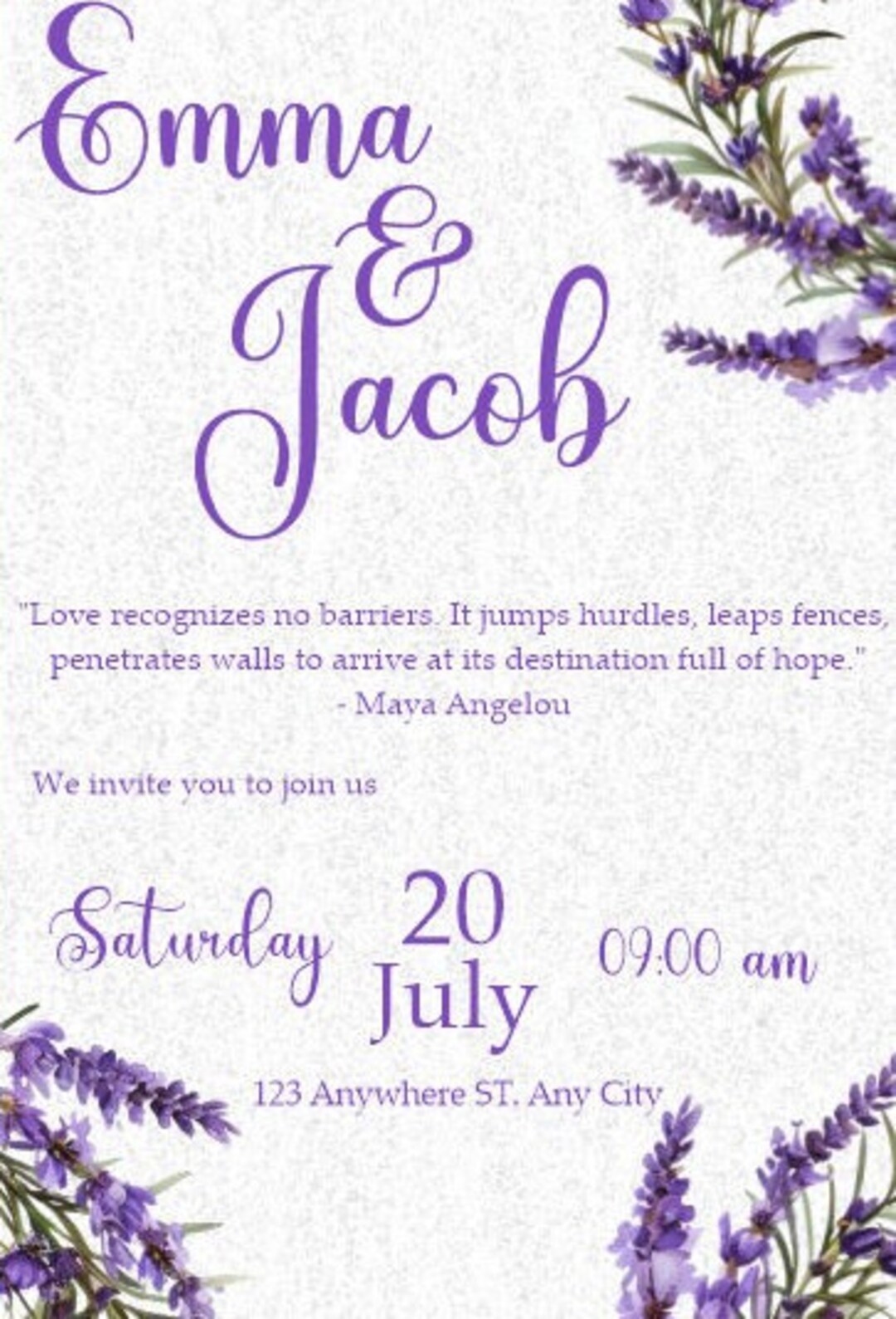 Lavander Wedding Invitation - Etsy