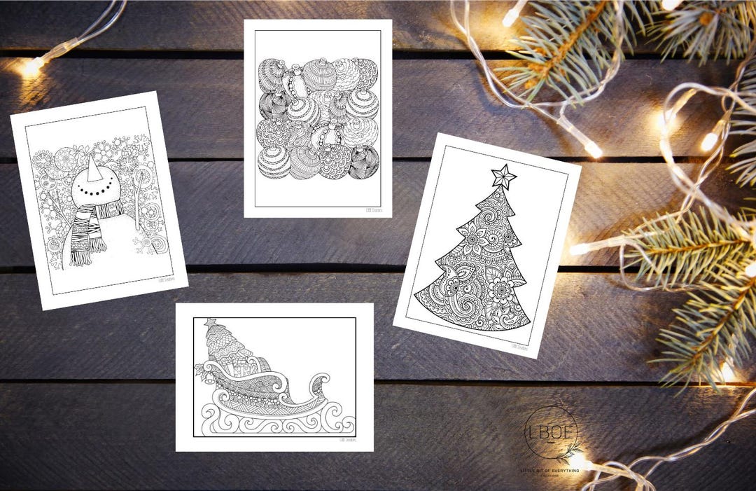 Christmas Zentangle Coloring Pages for Kids, Teens & Adults, 16 ...