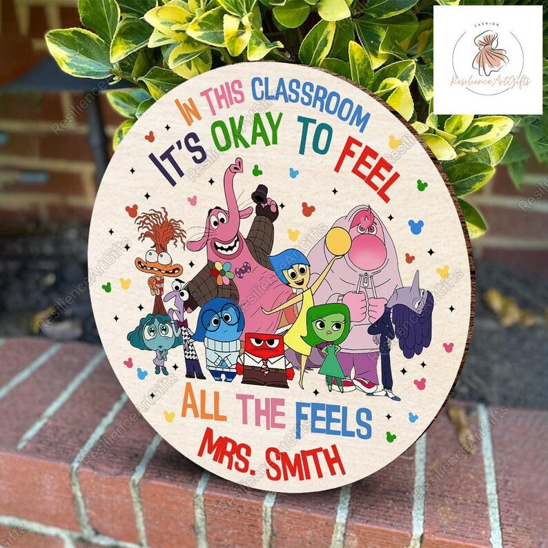 Custom Inside Out Wood Sign, in the Classroom It's Okay to Feel All the ...