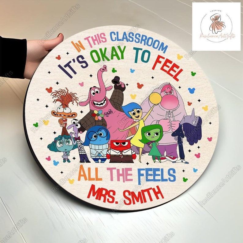 Custom Inside Out Wood Sign, in the Classroom It's Okay to Feel All the ...