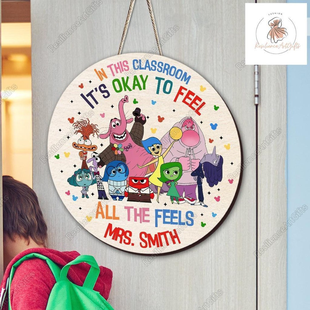 Custom Inside Out Wood Sign, in the Classroom It's Okay to Feel All the ...