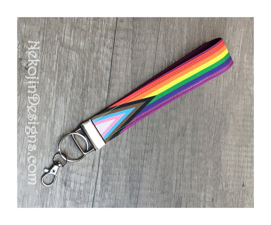 Progressive Pride, Wristlet Keychain, Rainbow Keychain, Queer Pride ...