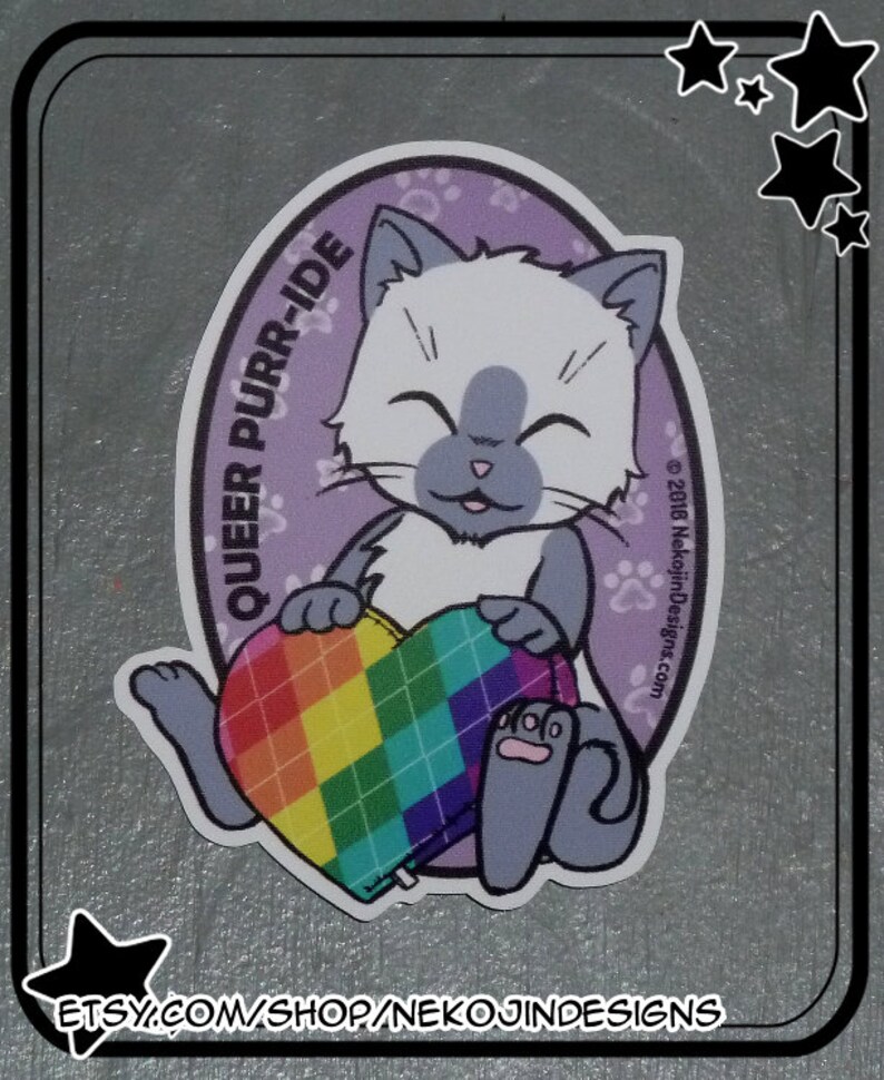 Queer Pride Cat Sticker Rainbow Flag Gay Lesbian Lgbt Etsy