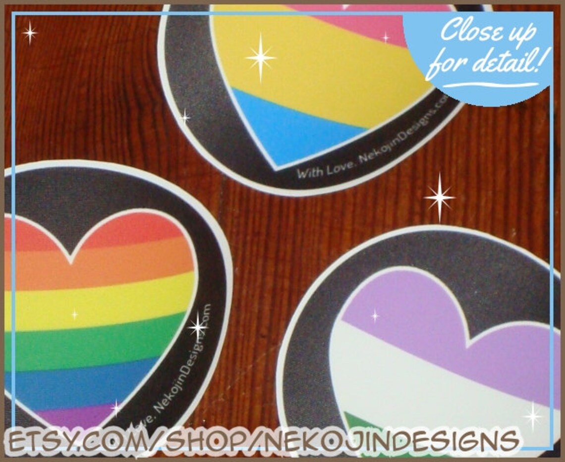 Asexual Pride Stickers ace flag colors heart queer lgbt | Etsy