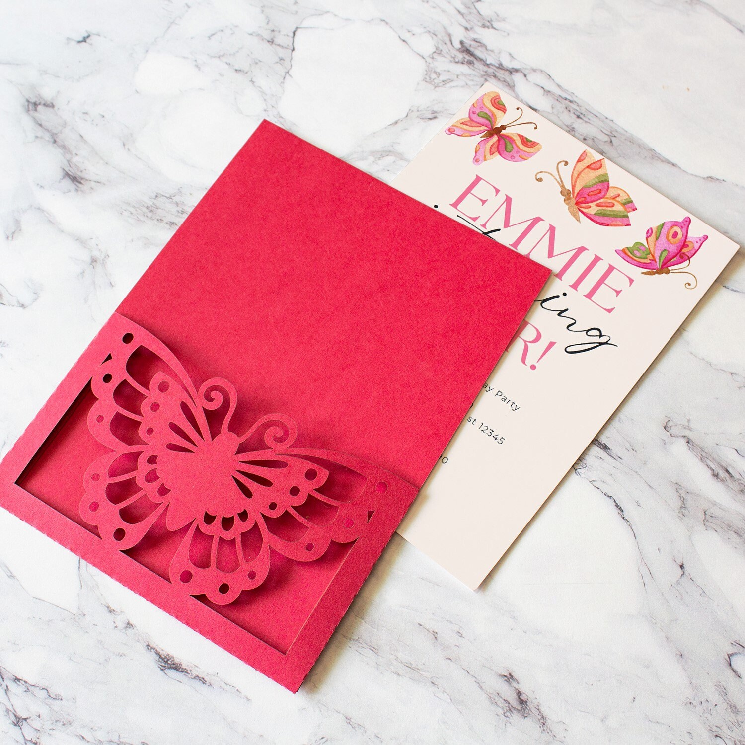 Butterfly Invitation Template SVG, Birthday Wedding Pocket Invite Card ...