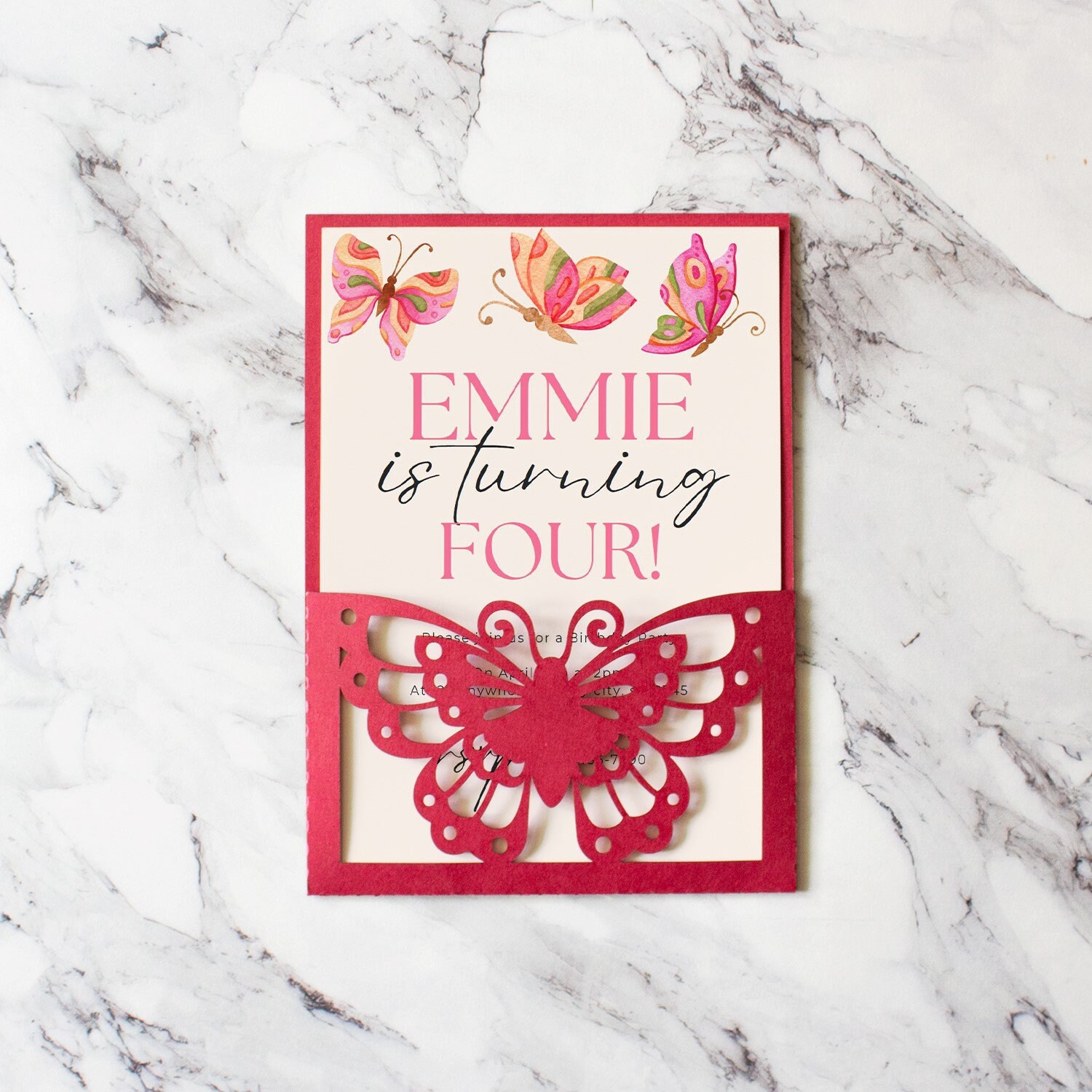 Butterfly Invitation Template SVG, Birthday Wedding Pocket Invite Card ...