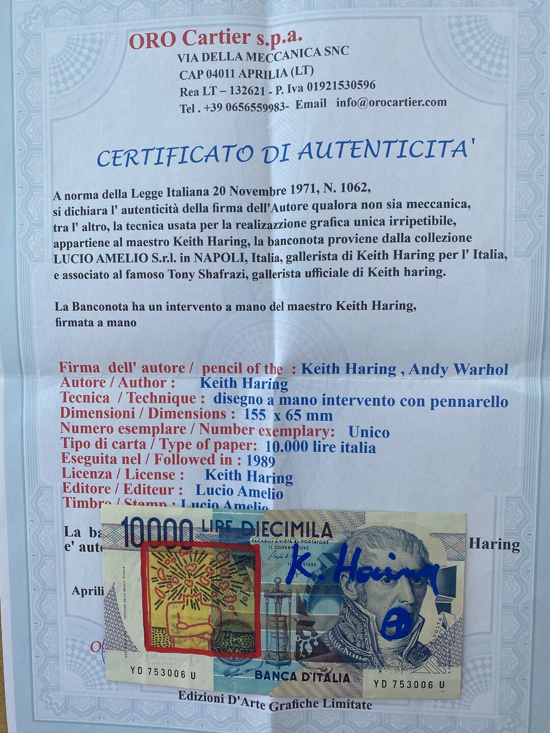 Andy Warhol,keith Haring Original LIRA, Signed, Top Wall Art - Etsy