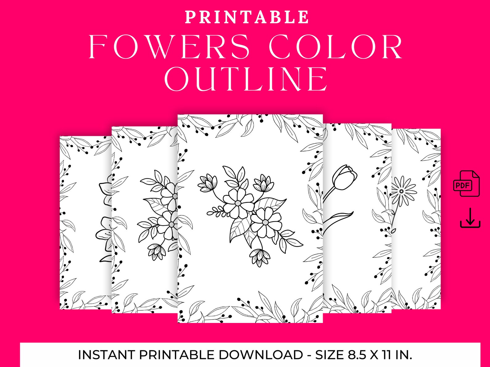 Bold and Easy Beautiful Flower Coloring Pages, Colorful Colored ...