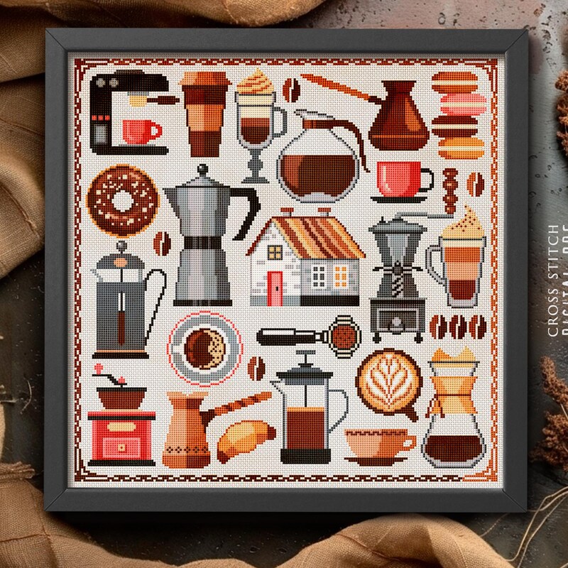 Coffee Cross Stitch - Etsy