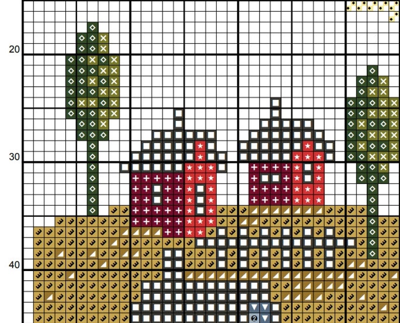 Village Cross Stitch Pattern PDF Houses Summer Seasons Farmhouse Cow ...
