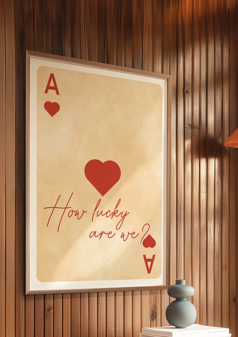 How Lucky Are We Card, Playing Card Retro Print, Trendy Wall Art, Card ...