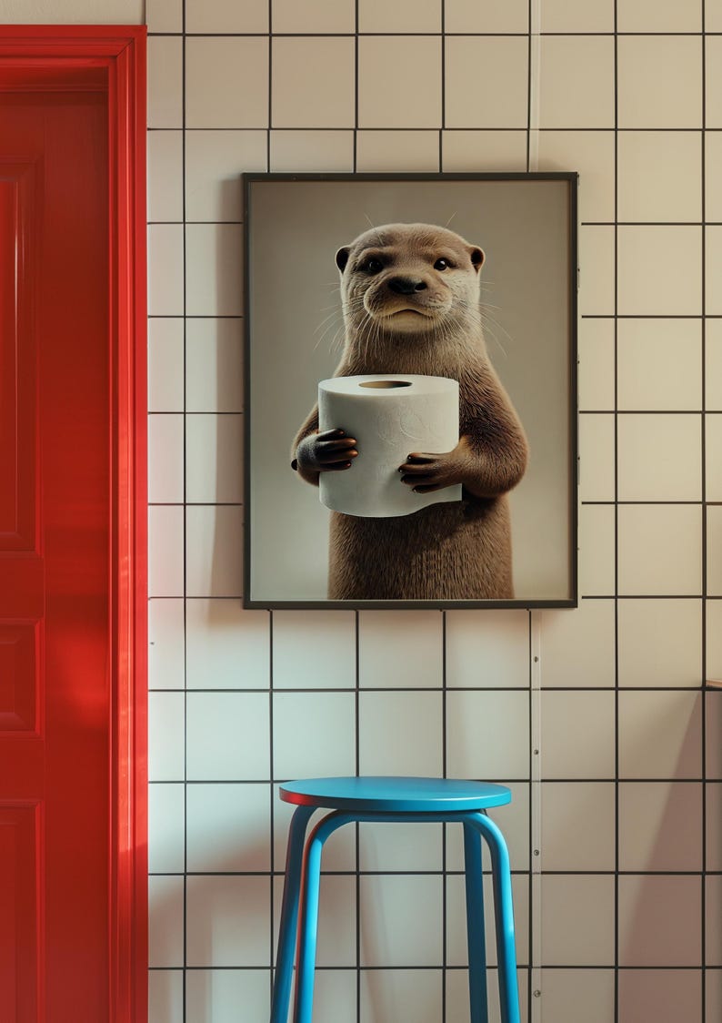 Otter Print, Otter Poster, Maximalist Bathroom Wall Art, Trendy Wall ...