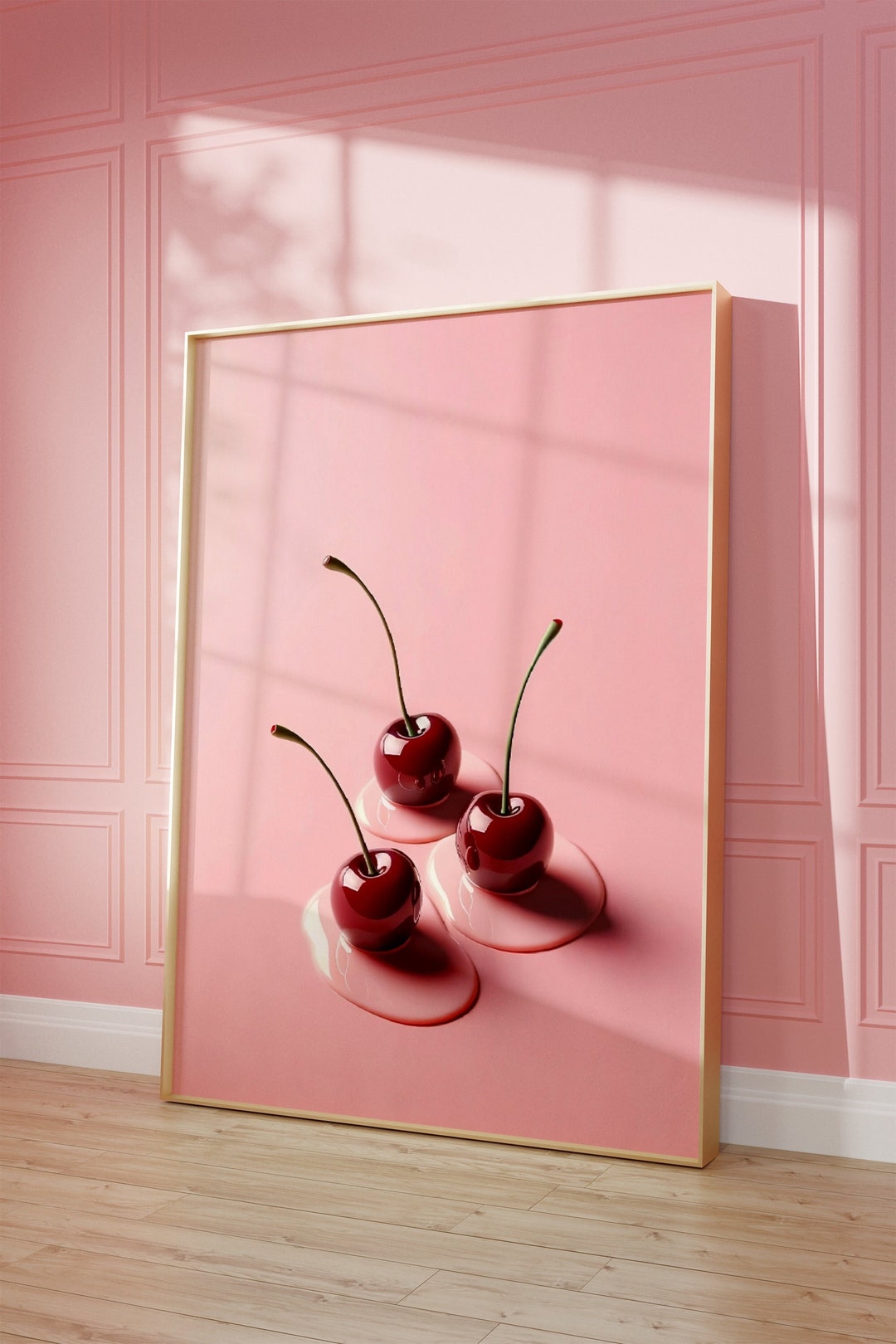 Cherry Poster, Cherry Print, Retro Wall Art, Digital Artwork, Chic ...