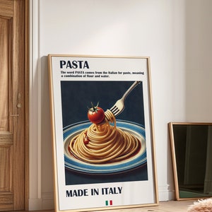 Spaghetti Wall Art, Pasta Wall Art, Italian Food Poster, Pasta Night ...