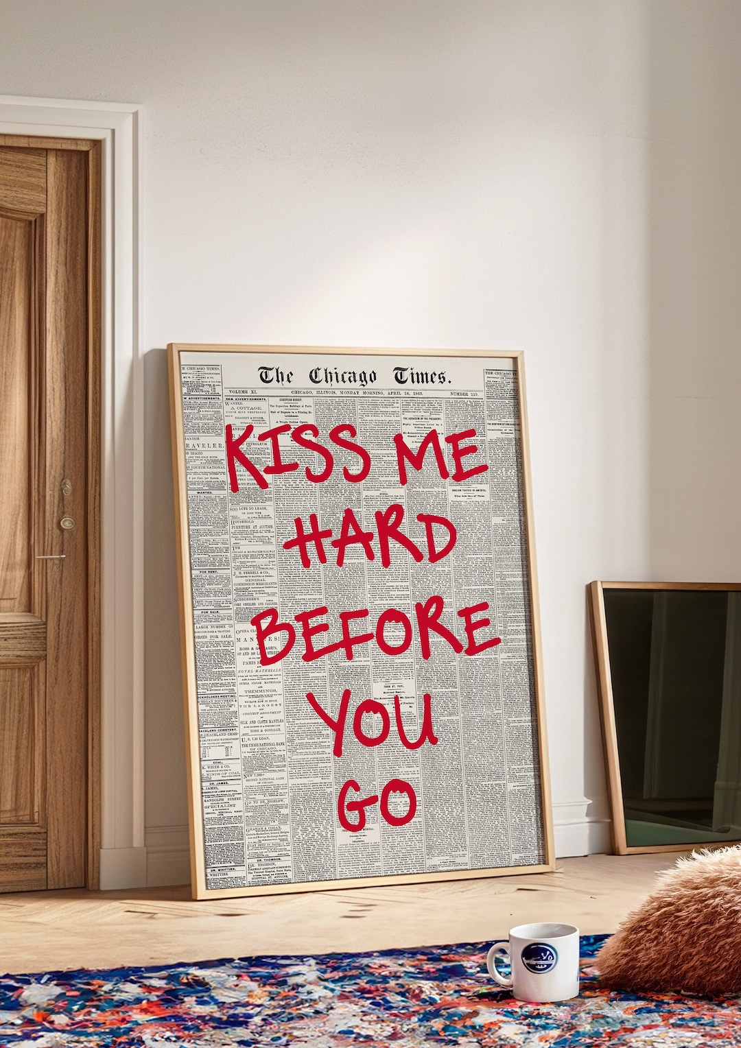 Kiss Me Hard Before You Go Poster, Kiss Wall Art, Trendy Wall Art ...