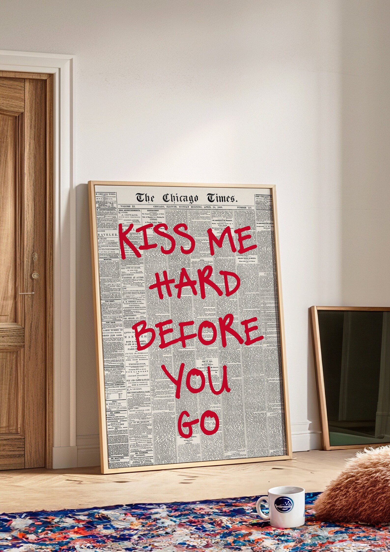 Kiss Me Hard Before You Go Poster, Kiss Wall Art, Trendy Wall Art ...