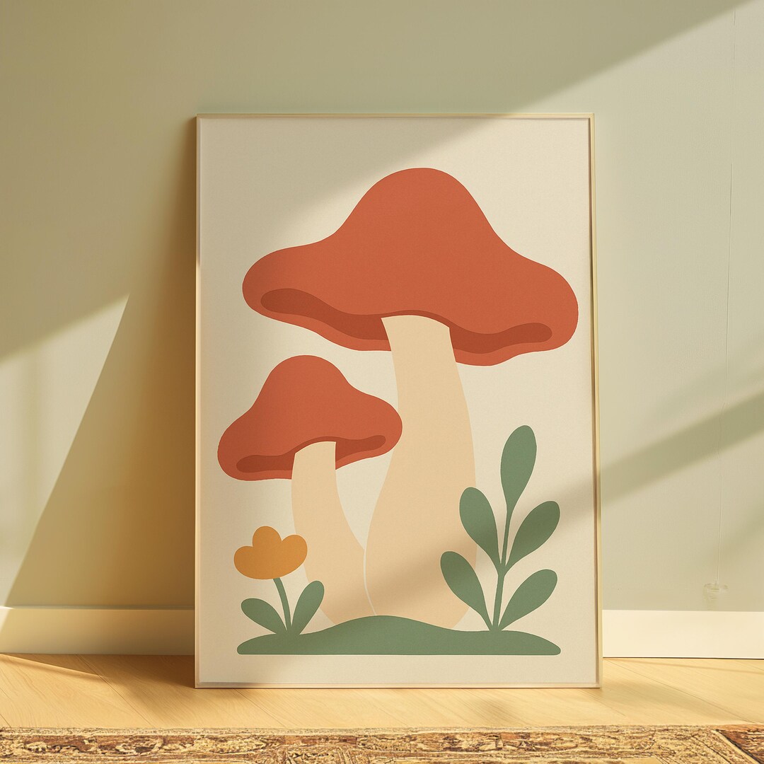 Abstract Mushroom Artwork, Colorful Wall Art, Abstract Art, Patchwork ...