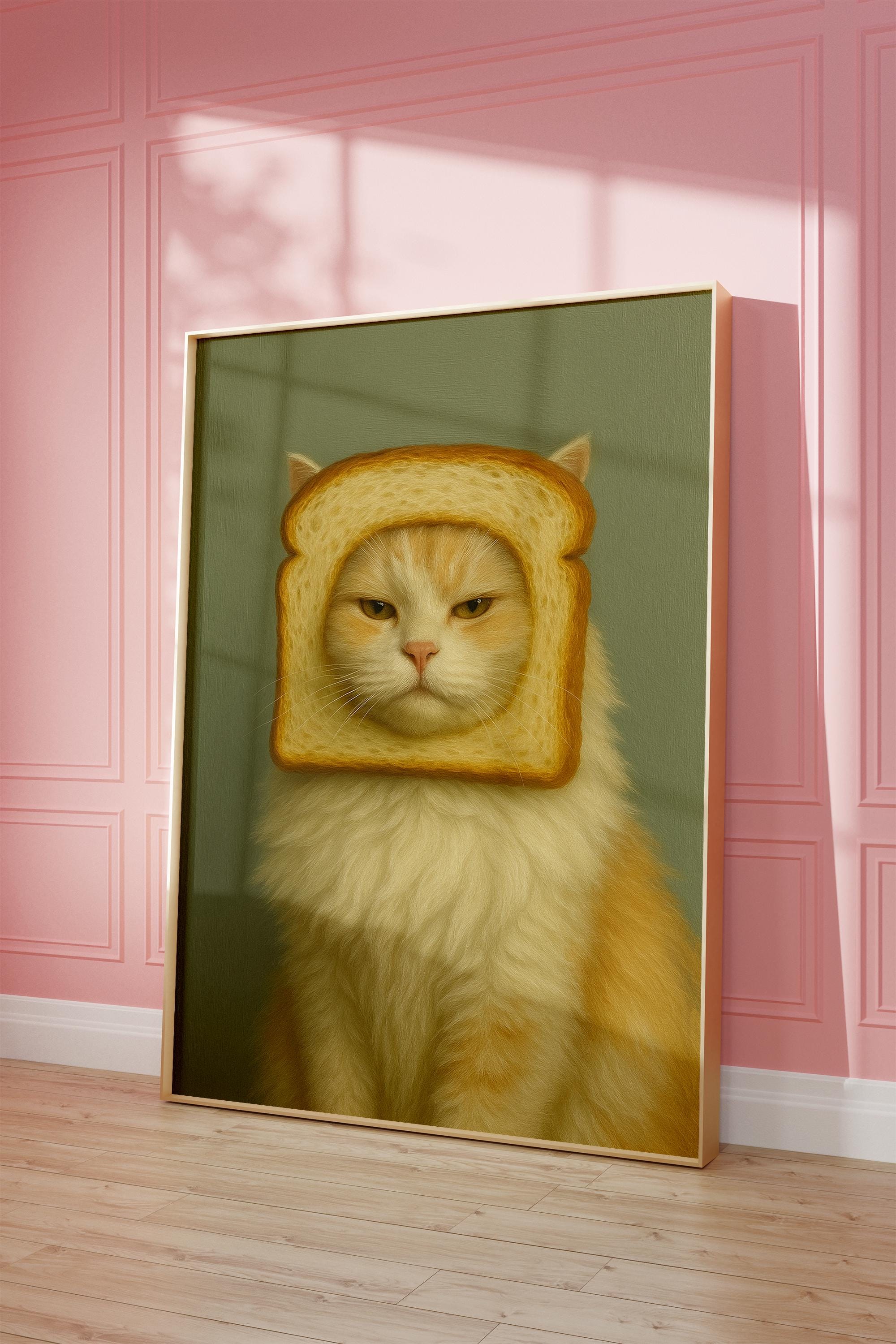 Funny Cat Art Print, Funny Cat Wall Art, Cute Meme Cat Portrait ...