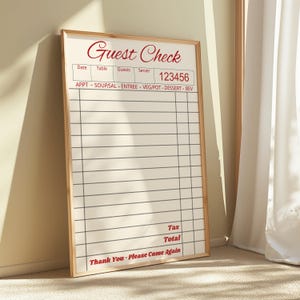 Blank Guest Check Poster, Trendy Wall Art, Aesthetic Preppy Prints ...