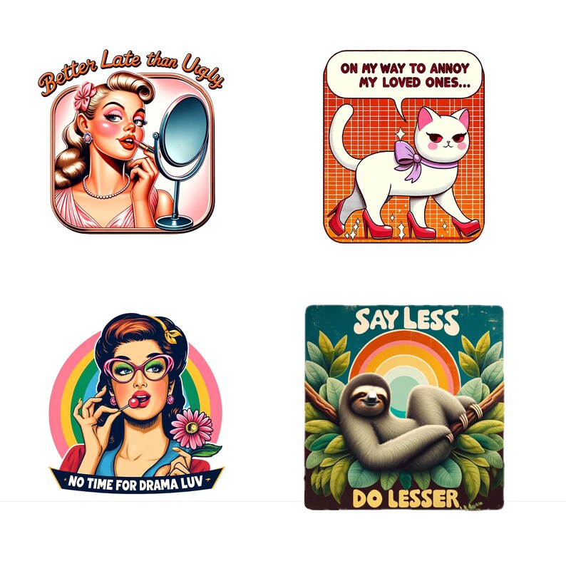 40 PNG Clipart Bundle, Funny Stickers, 300 DPI Transparent Images ...