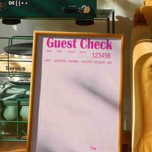 Blank Guest Check Poster, Trendy Wall Art, Aesthetic Preppy Prints ...