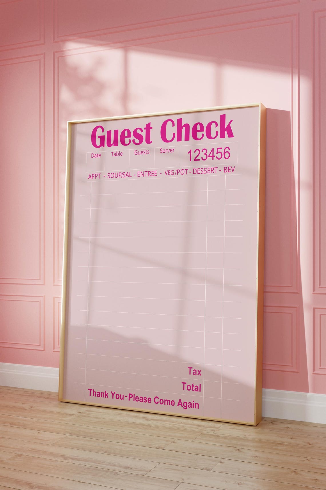 Blank Guest Check Poster, Trendy Wall Art, Aesthetic Preppy Prints ...