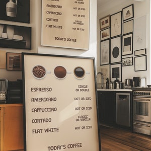 Coffee Menu Print, Coffee Bar Menu Art Print , Coffee Wall Art, Trendy ...