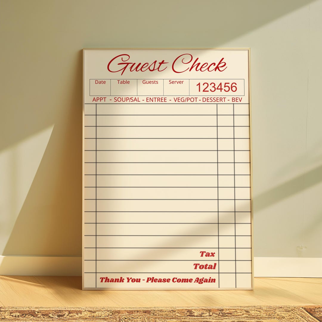 Blank Guest Check Poster, Trendy Wall Art, Aesthetic Preppy Prints ...