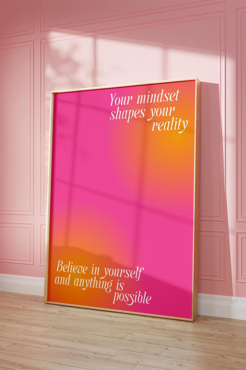 Believe in Yourself Digital Print, Inspirational Art Poster, Retro Wall ...