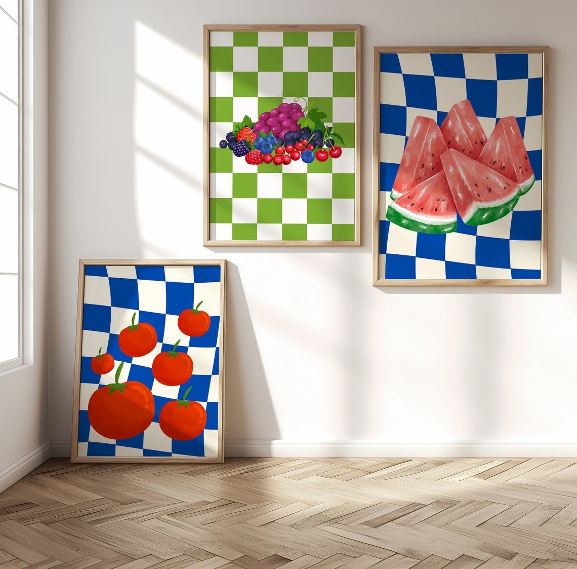 Set of 3 Fruits Wall Art, Preppy Poster, Digital Print, Fruits ...
