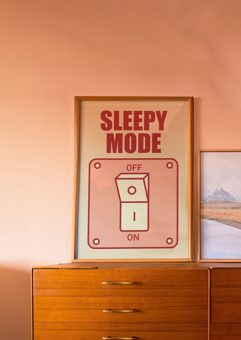 Sleepy Mode Wall Print, Digital Download Print, Colorful Poster, Retro ...