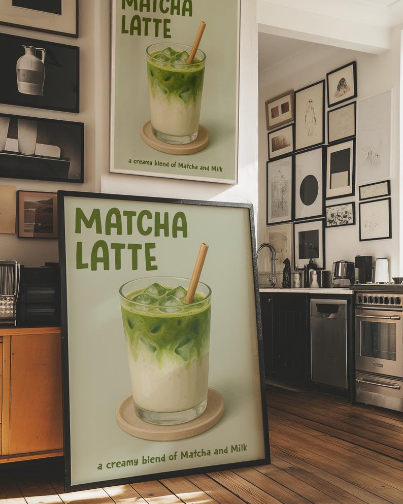 Matcha Latte Print, Matcha Poster, Barista Wall Art, Japanese Tea ...