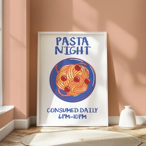 Pasta Wall Art, Trendy Pasta Poster, Pasta Night Print, Retro Italian ...