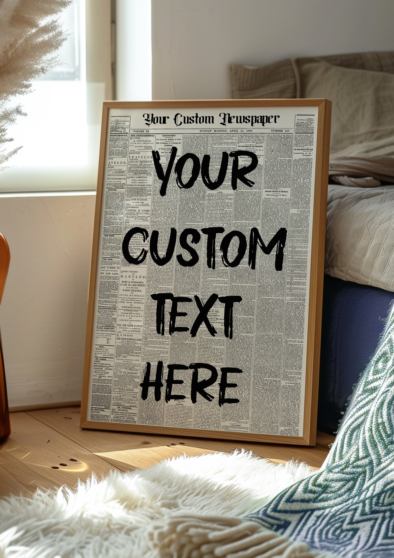 Custom Newspaper Print, Custom Poster, New York Times Wall Art, Trendy ...