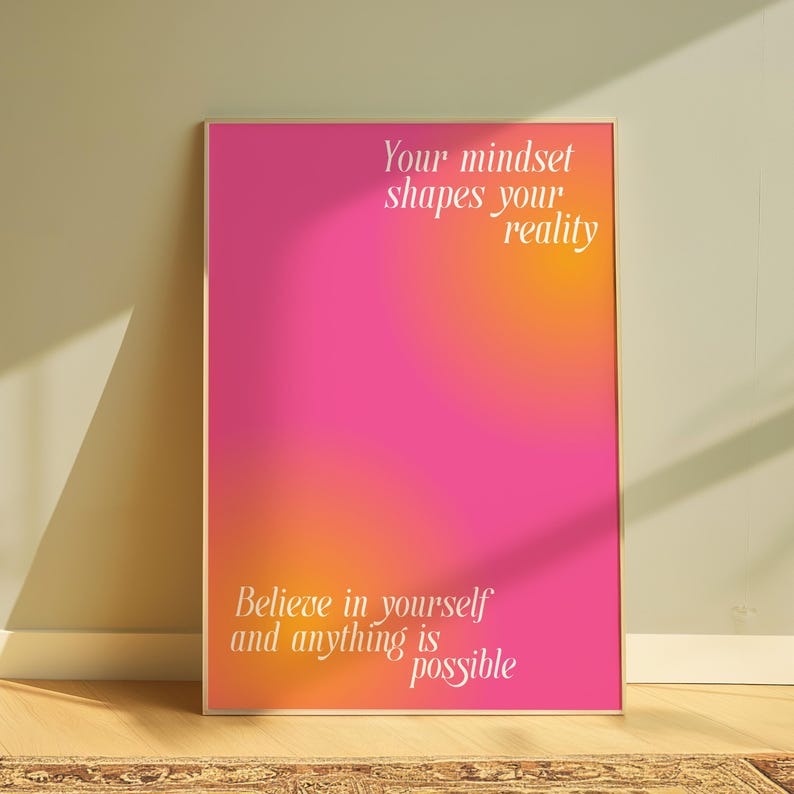 Believe in Yourself Digital Print, Inspirational Art Poster, Retro Wall ...