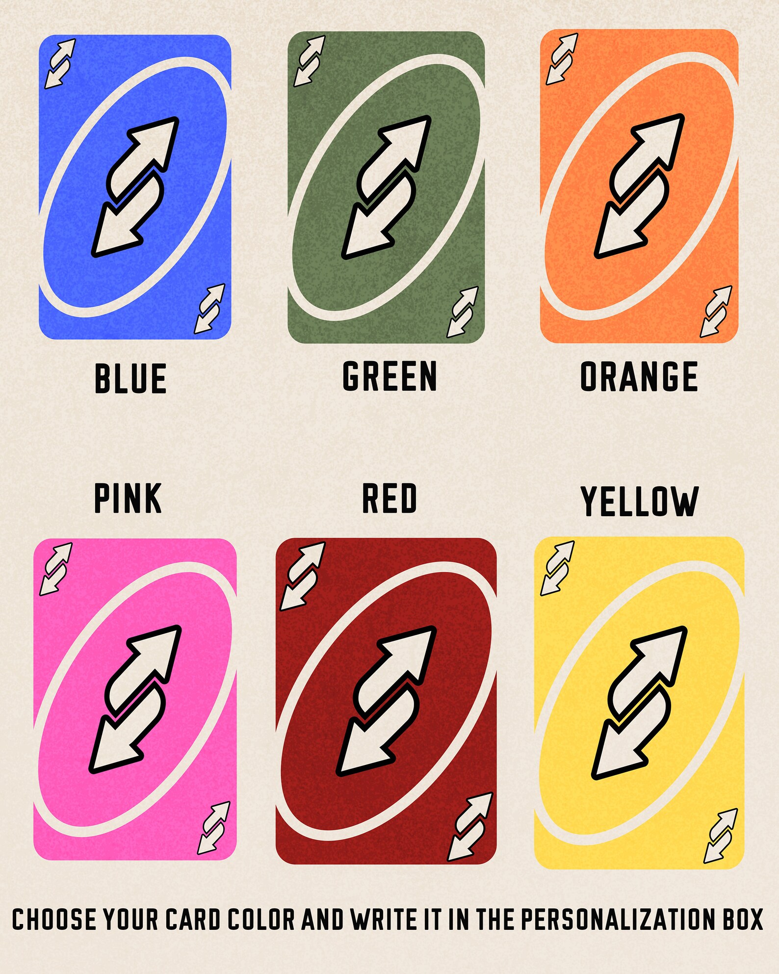 Custom Uno Reverse Card Print, Custom Poster, Green Red Pink Retro Wall ...