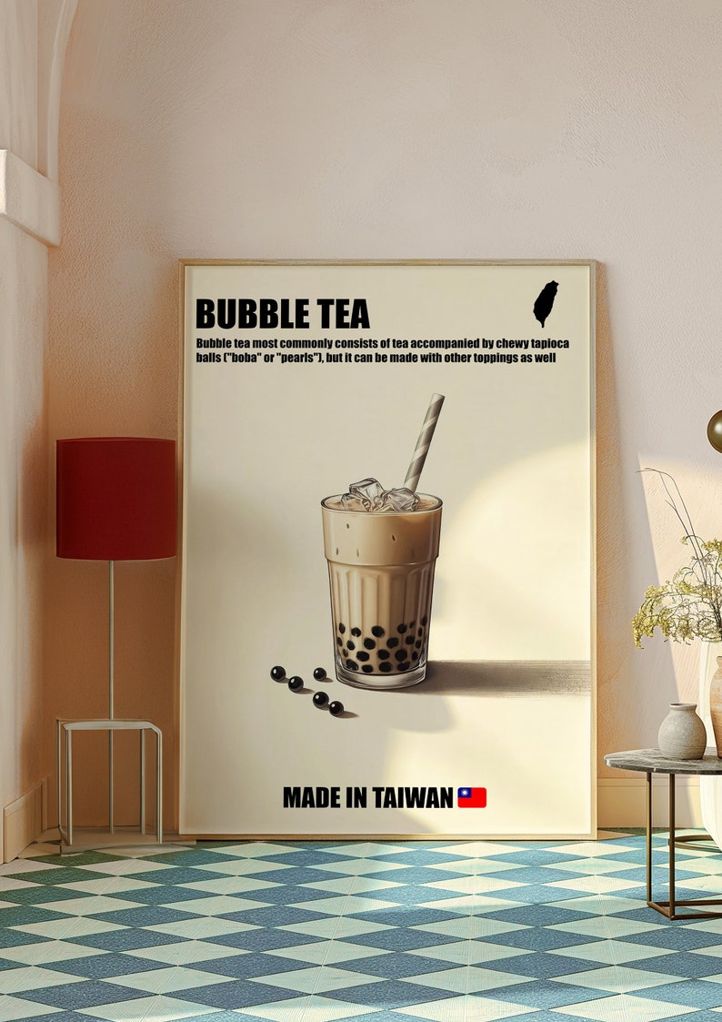 Bubble Tea Print, Boba Tea Print, Kitchen Art, Drink Poster, Pop Art ...