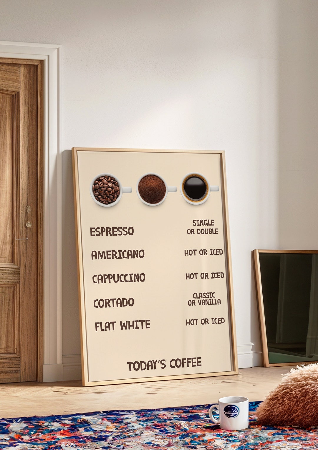 Coffee Menu Print, Coffee Bar Menu Art Print , Coffee Wall Art, Trendy ...