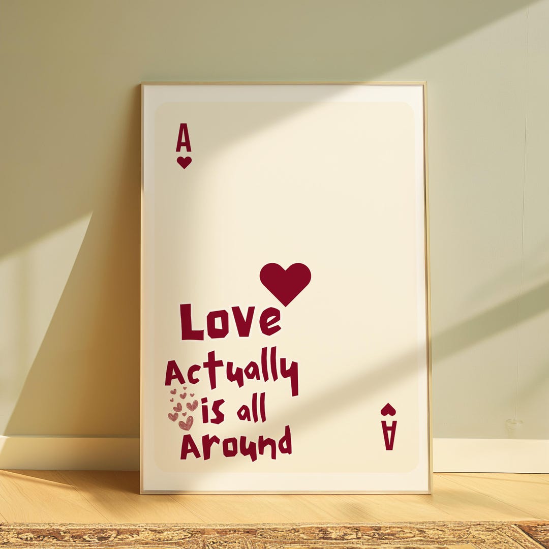 Love Actually is All Around Poster, Playing Card Retro Print, Red Card ...