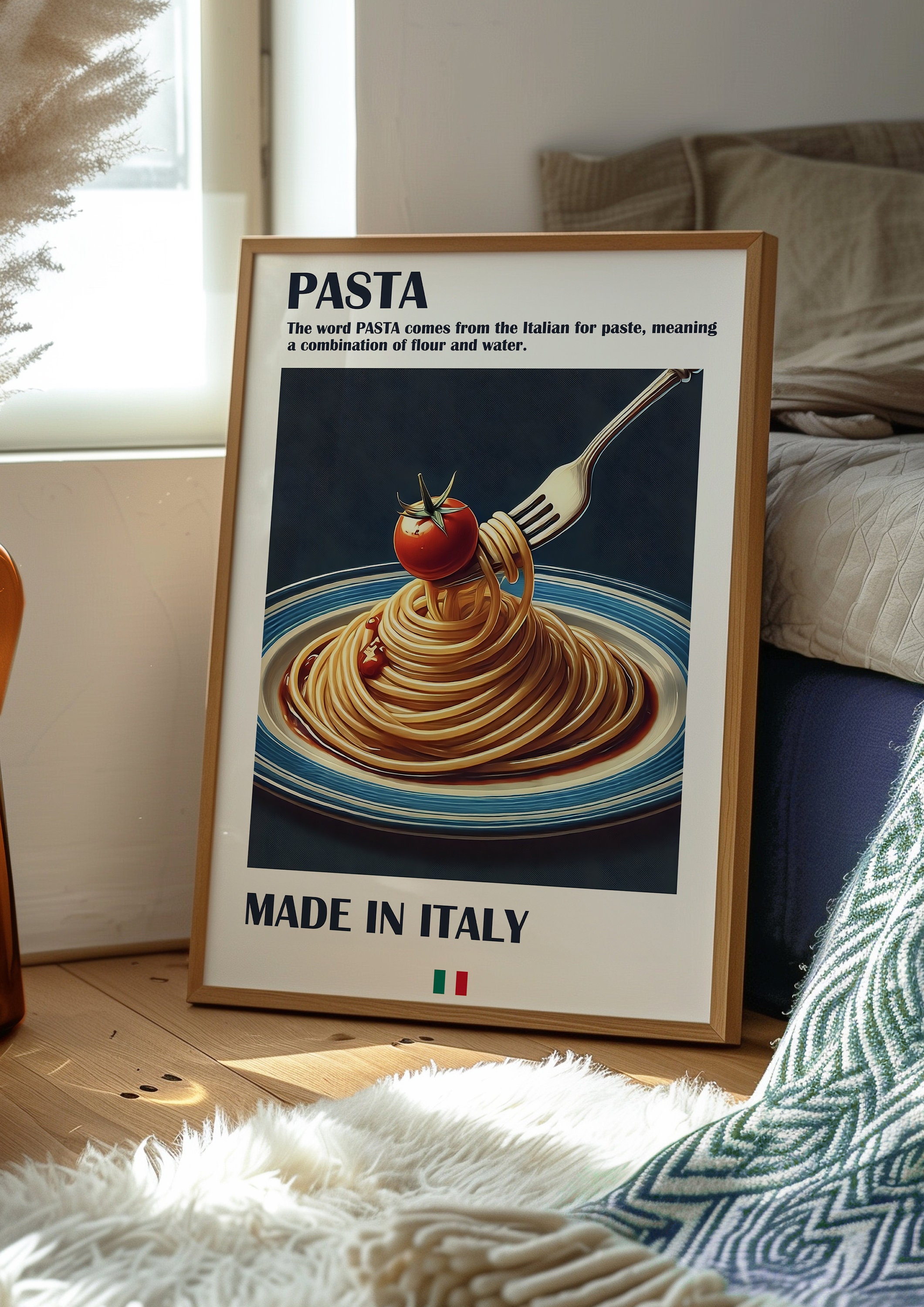 Spaghetti Wall Art, Pasta Wall Art, Italian Food Poster, Pasta Night ...