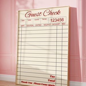 Blank Guest Check Poster, Trendy Wall Art, Aesthetic Preppy Prints ...